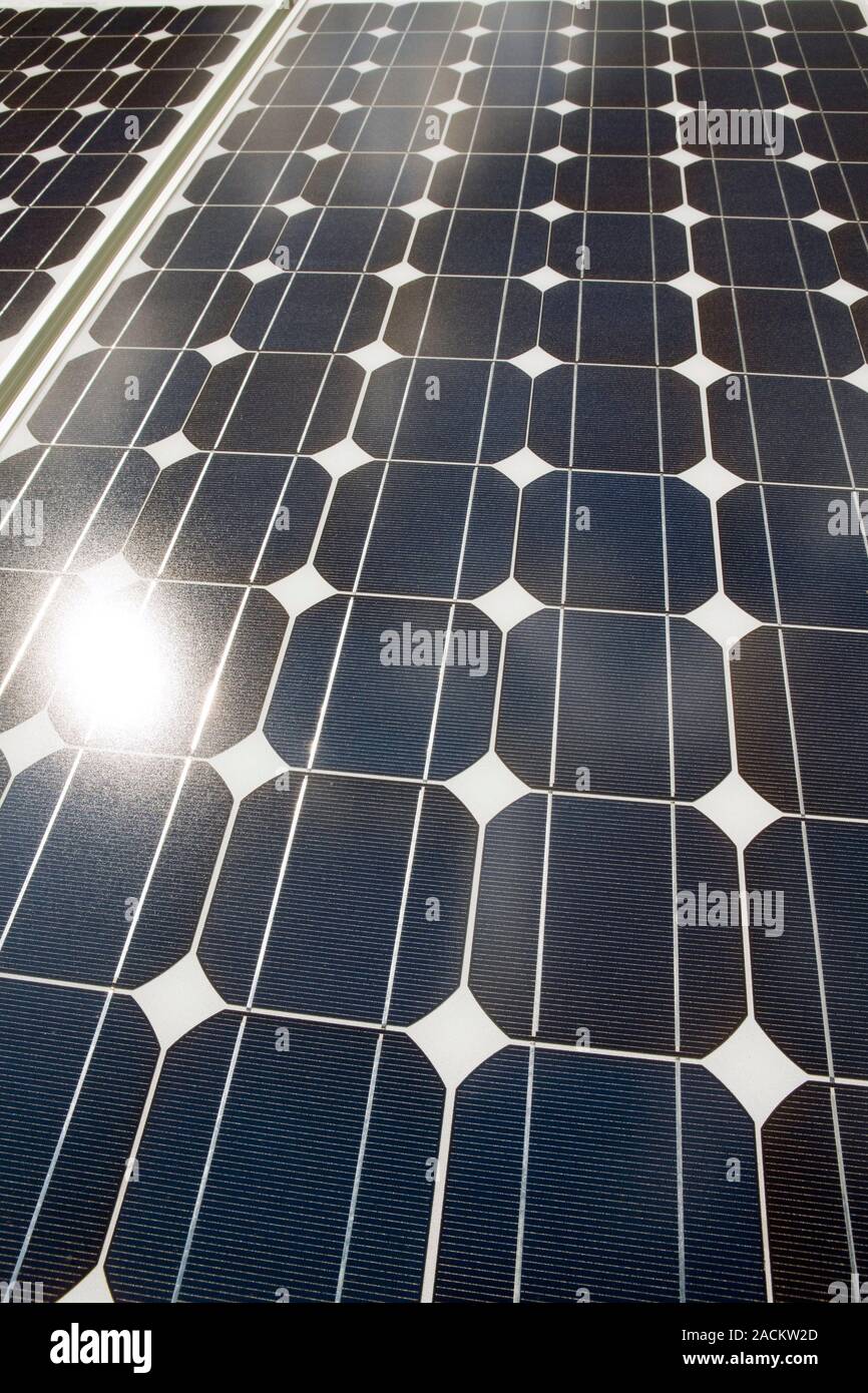 Solar panels. Close-up of the surface of a photovoltaic cell array ...