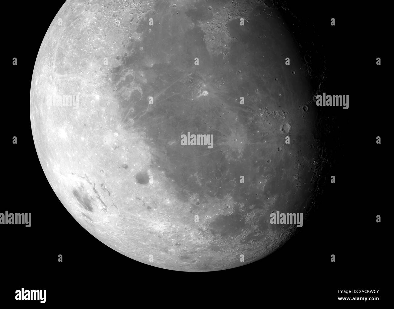 Moon's surface. The lunar hemisphere that faces Earth has bright ...