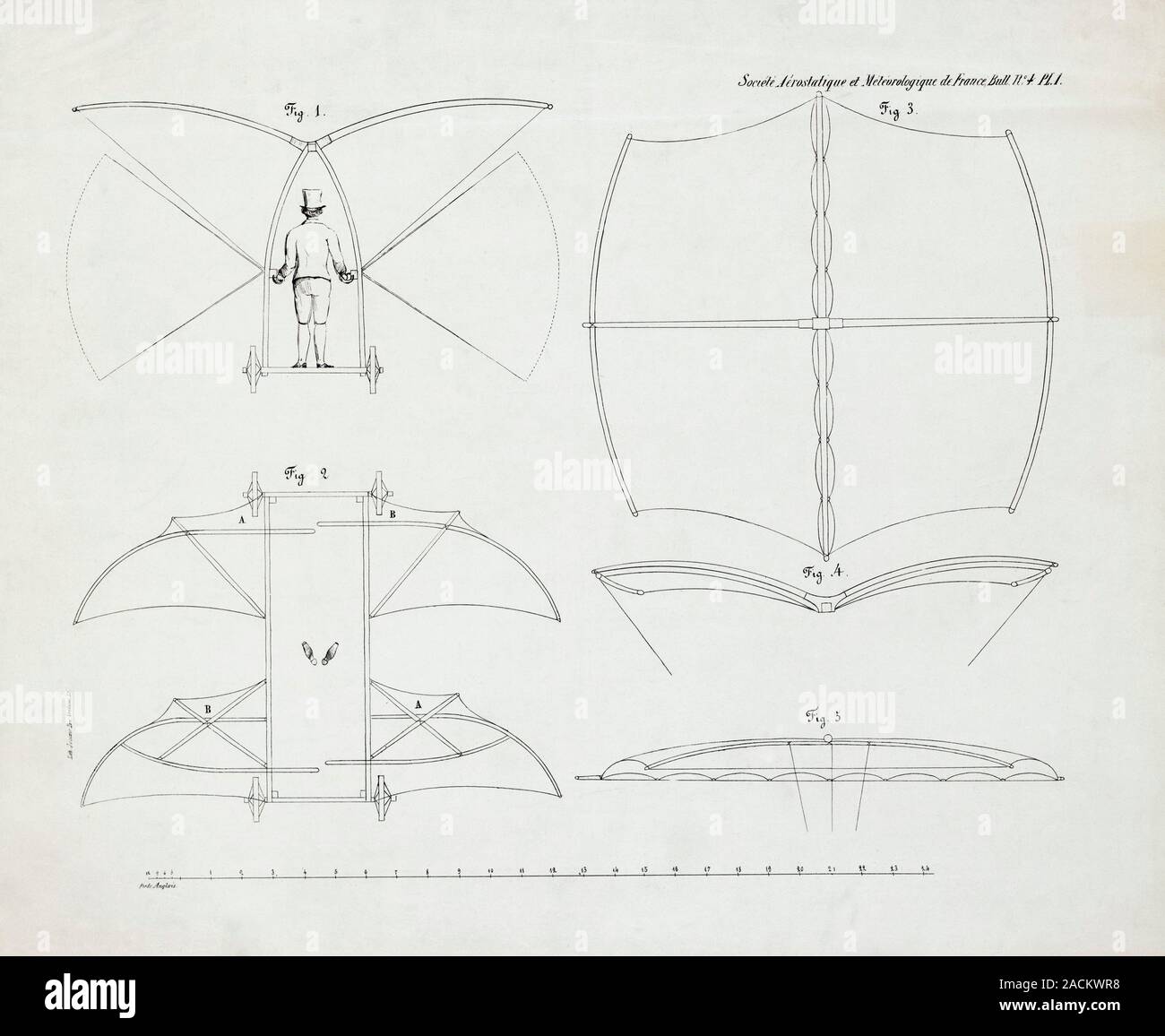 Cayley's flying machine design. Design drawings for a human-powered ...