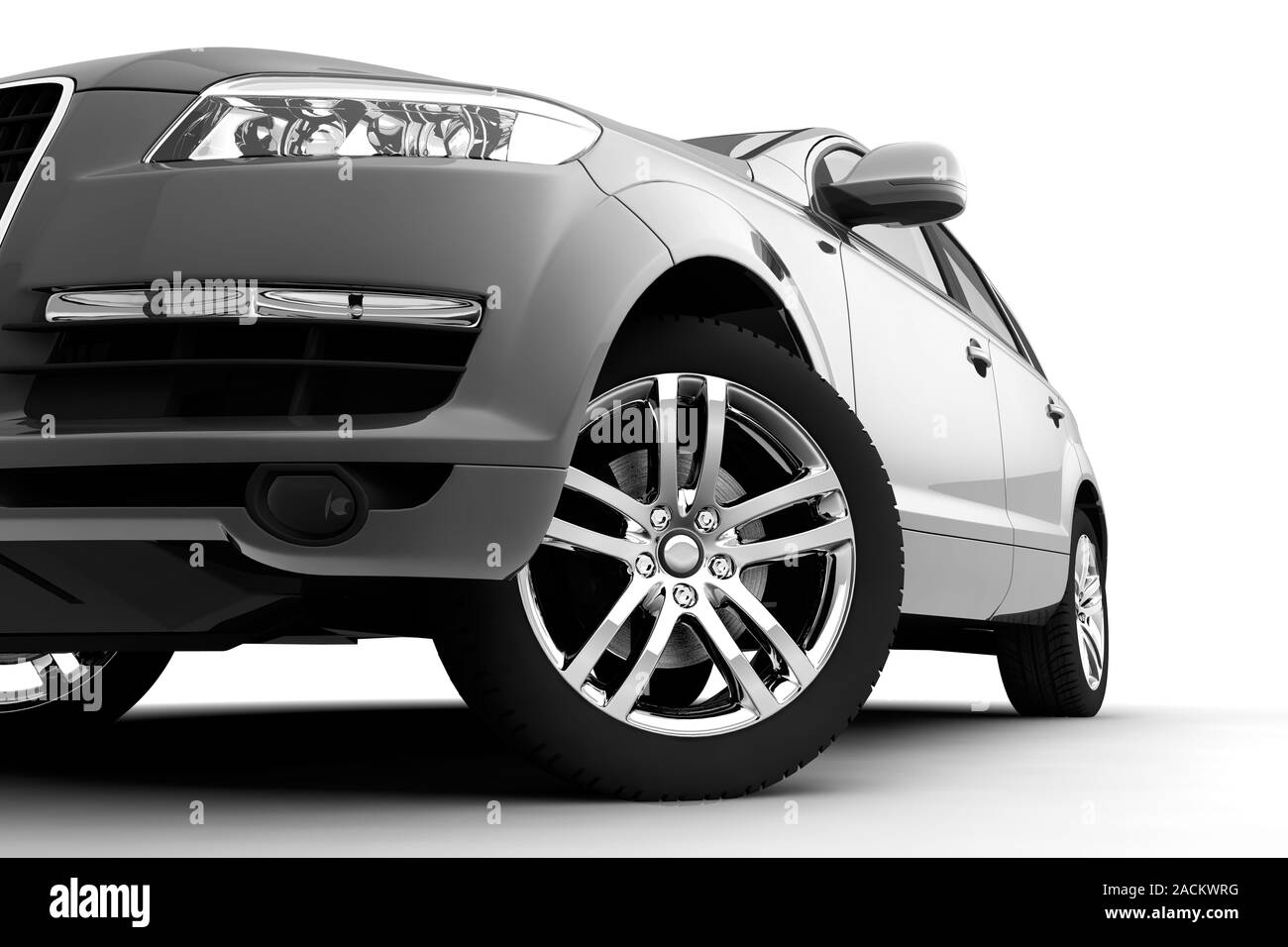 Front view silver car Black and White Stock Photos & Images - Alamy