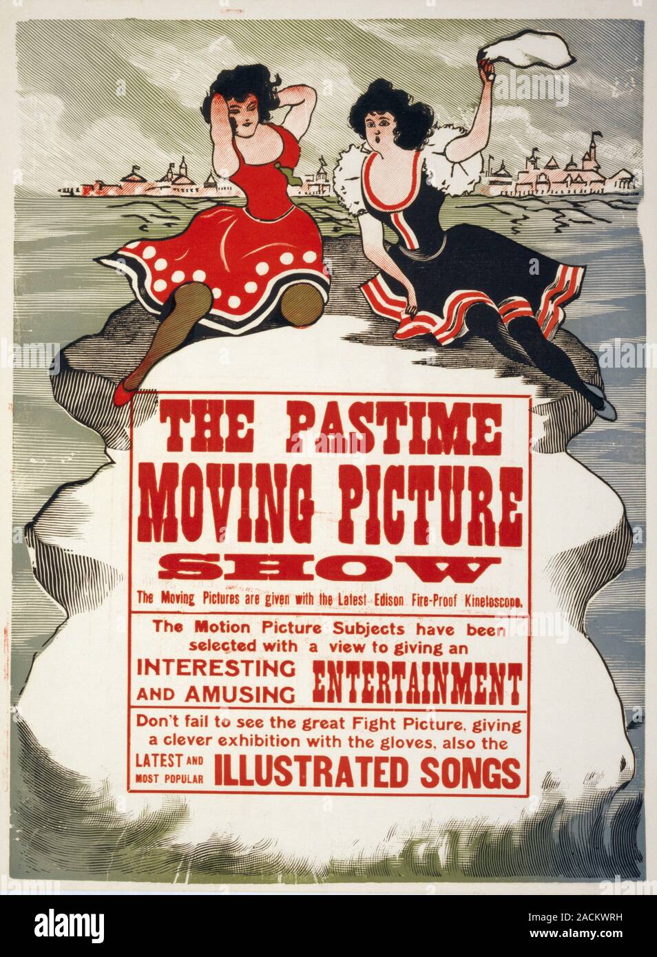 Kinetoscope film advert. Advertising poster from 1913 for films shown ...