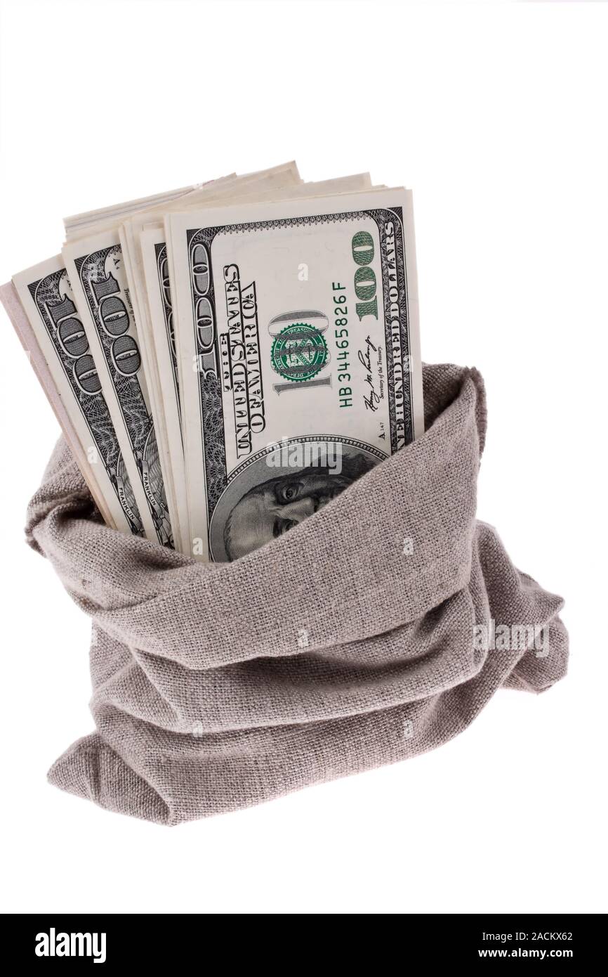 Dollar banknotes in a sack Stock Photo - Alamy