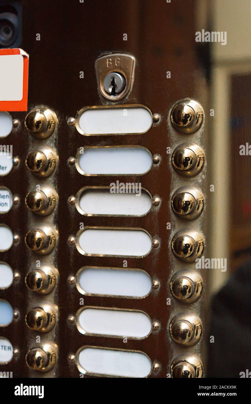 Bell signs at a house entrance Stock Photo - Alamy