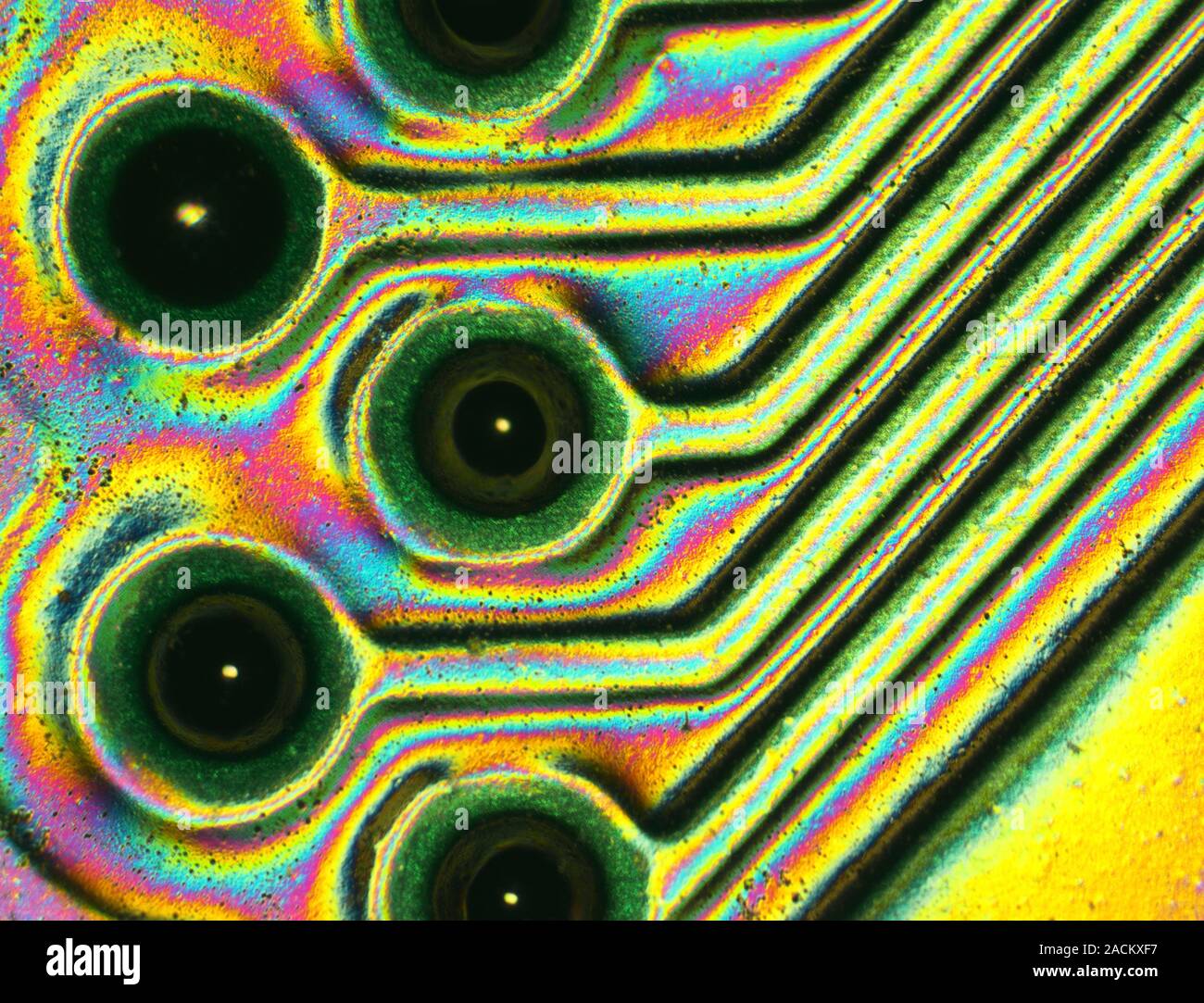 Light micrograph of the surface of a printed circuit board using ...