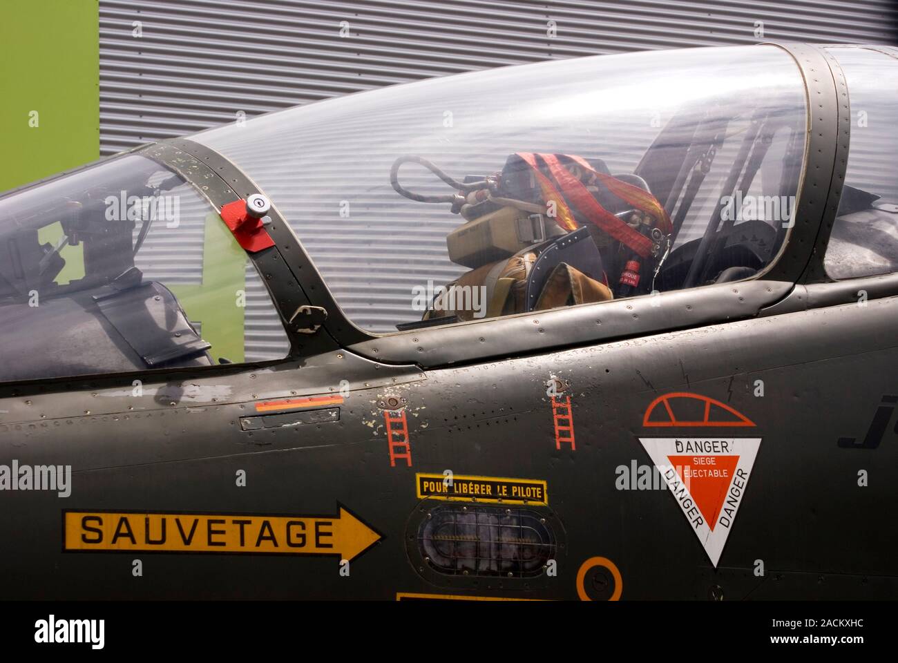 Front cockpit of Jaguar E strike aircraft showing ejector seat and ...