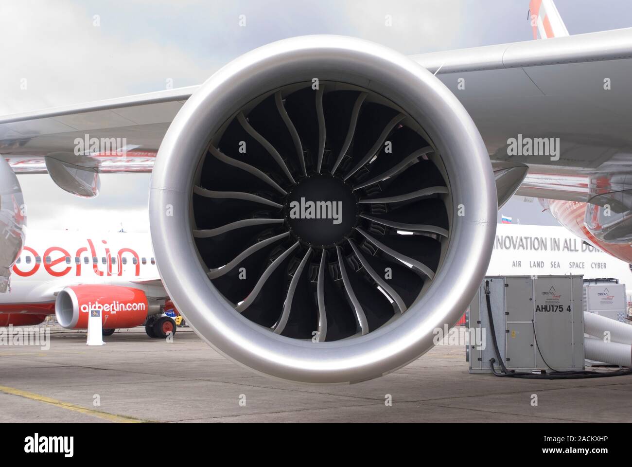 Boeing 747-8 inboard engine. Photographed at the 2011 Paris Air Show ...
