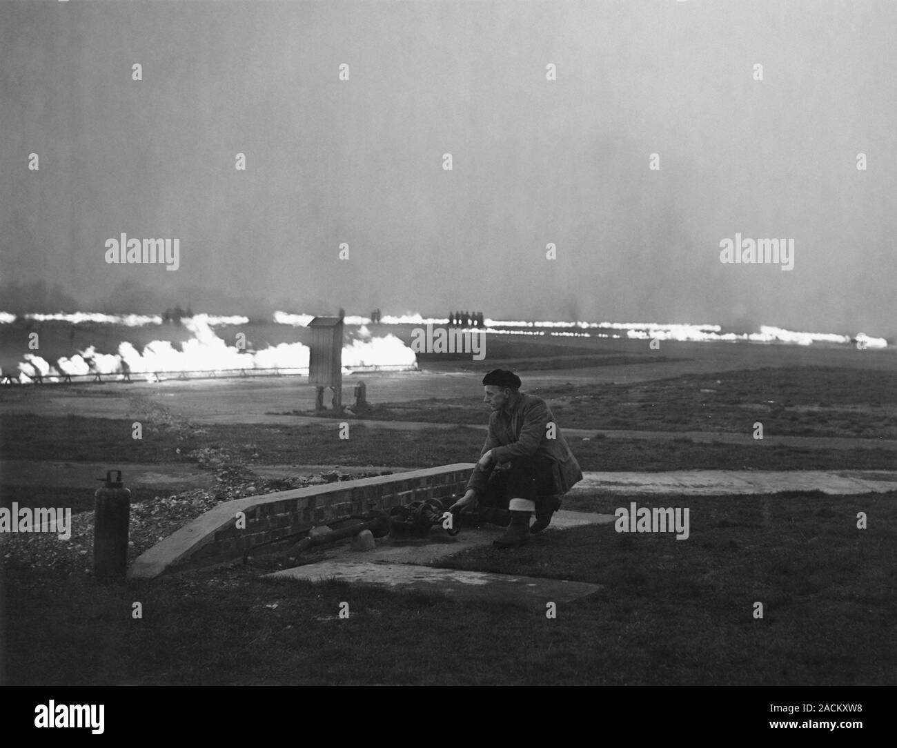 Fog-dispersal system, 1940s. Known as the Fog Investigation and ...