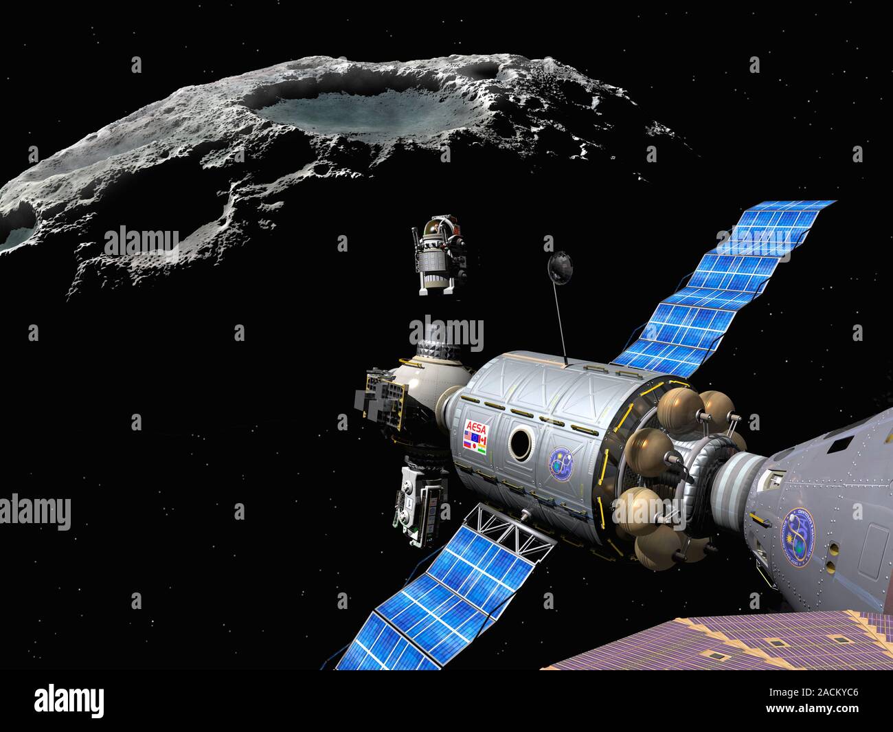 Next generation space exploration. Computer artwork showing a Manned ...