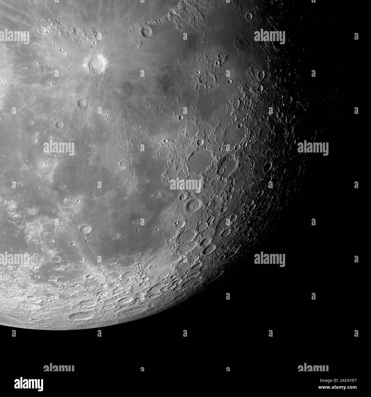 The Moon from space. Artwork showing surface features in the south west ...