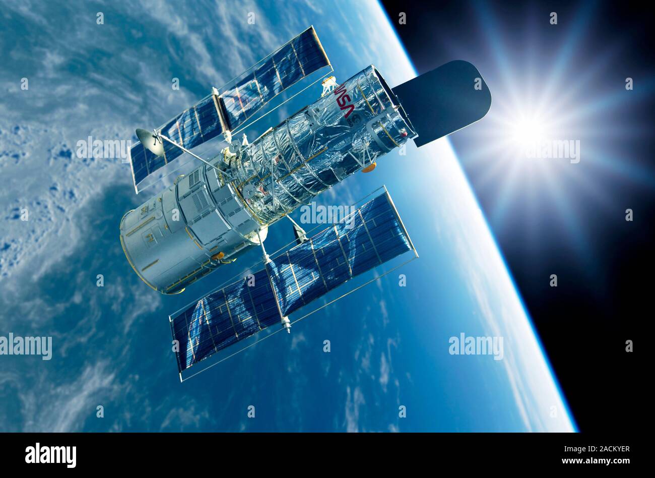 Hubble Space Telescope. Computer artwork of the Hubble Space Telescope ...