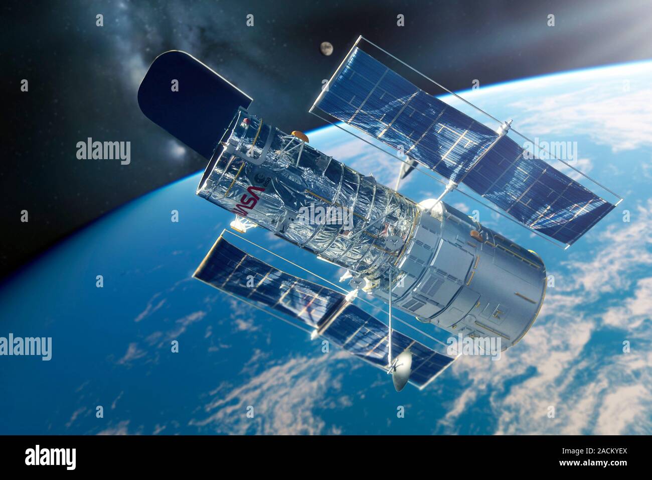Hubble Space Telescope. Computer artwork of the Hubble Space Telescope ...