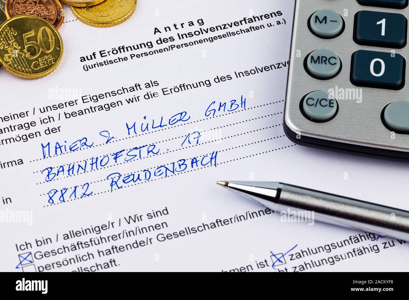 Bankruptcy petition Company Germany Stock Photo - Alamy