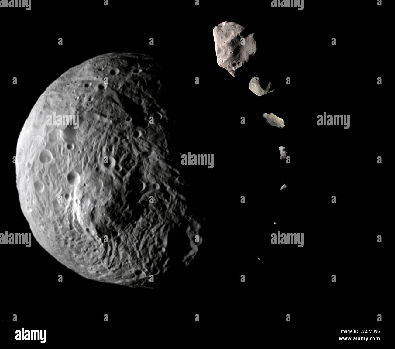 Asteroid sizes compared. Composite satellite image showing the ...