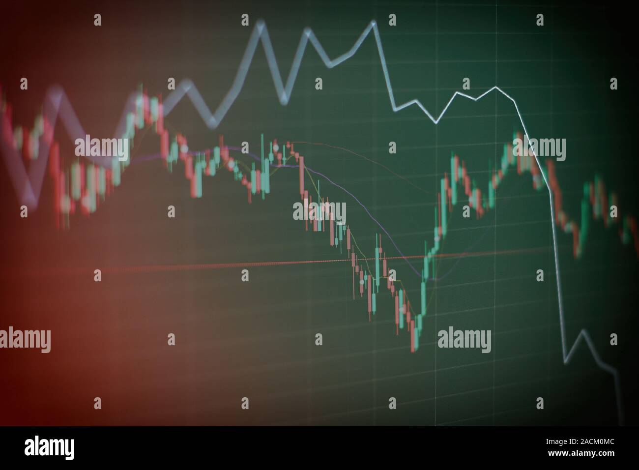 Abstract financial trading graphs on monitor. Background with currency ...