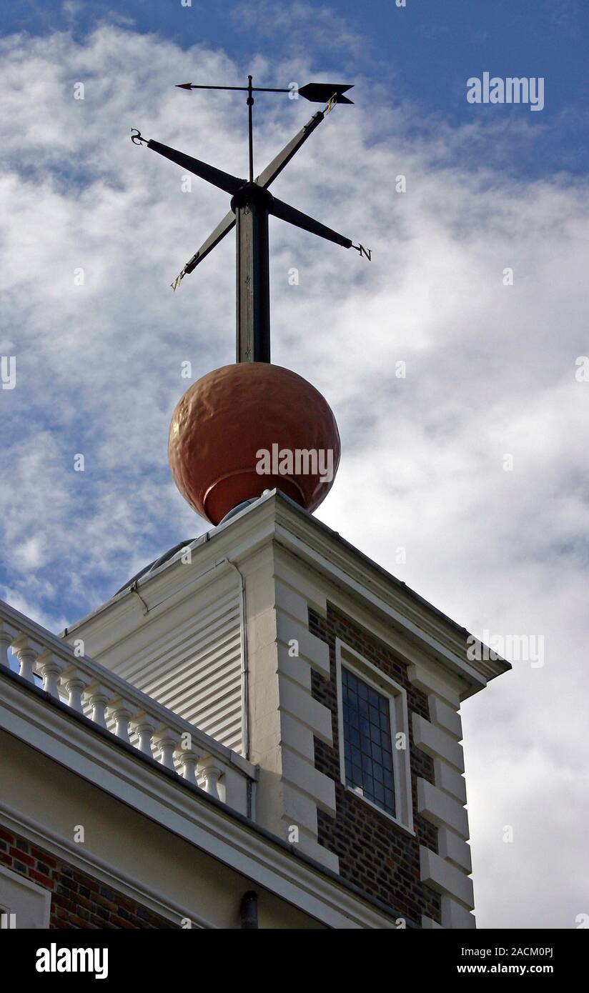 Time ball, Royal Observatory, Greenwich, UK. This was the world's first ...