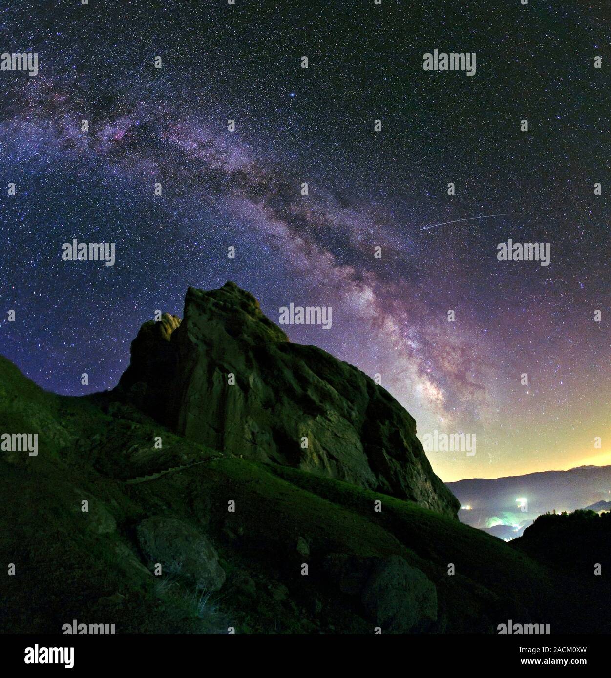 Milky Way over Alamut, Iran. The arc of the Milky Way (our galaxy seen ...