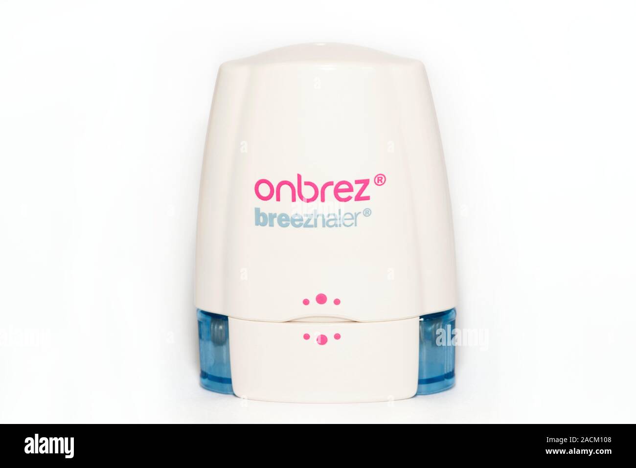 Breezhaler inhaler used to administer the drug indacaterol in powder ...