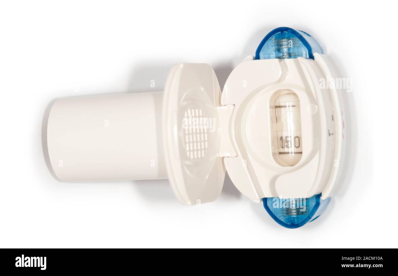 Breezhaler inhaler (open showing drug capsule) used to administer the ...
