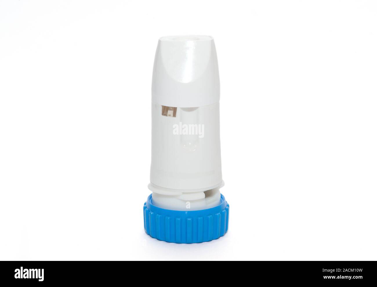 Turbohaler device with cap removed, a hand-held inhaler that contains a ...