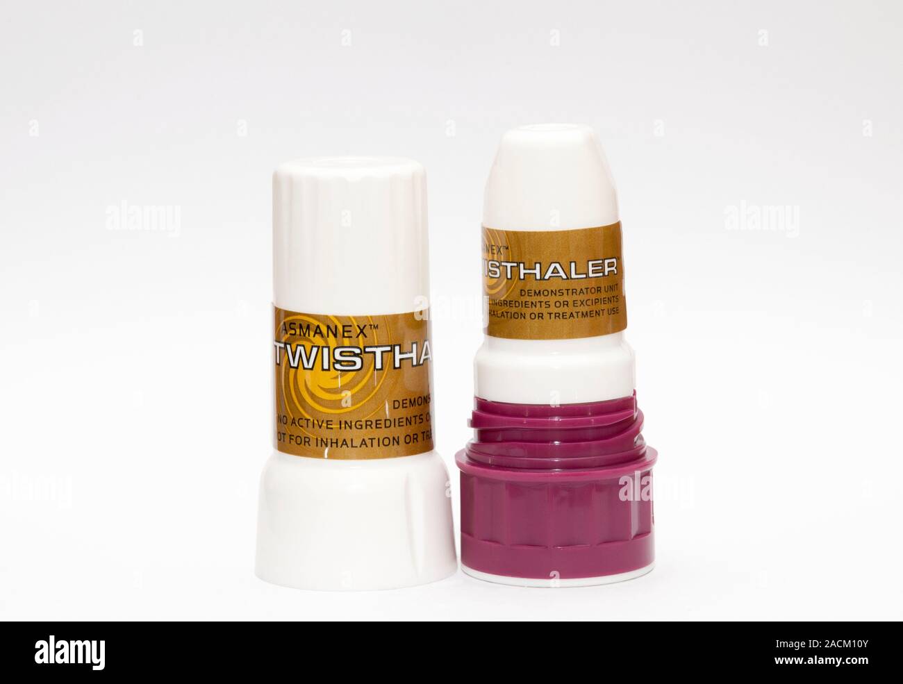 Asmanex Twisthaler device with cap removed, a hand-held inhaler that ...