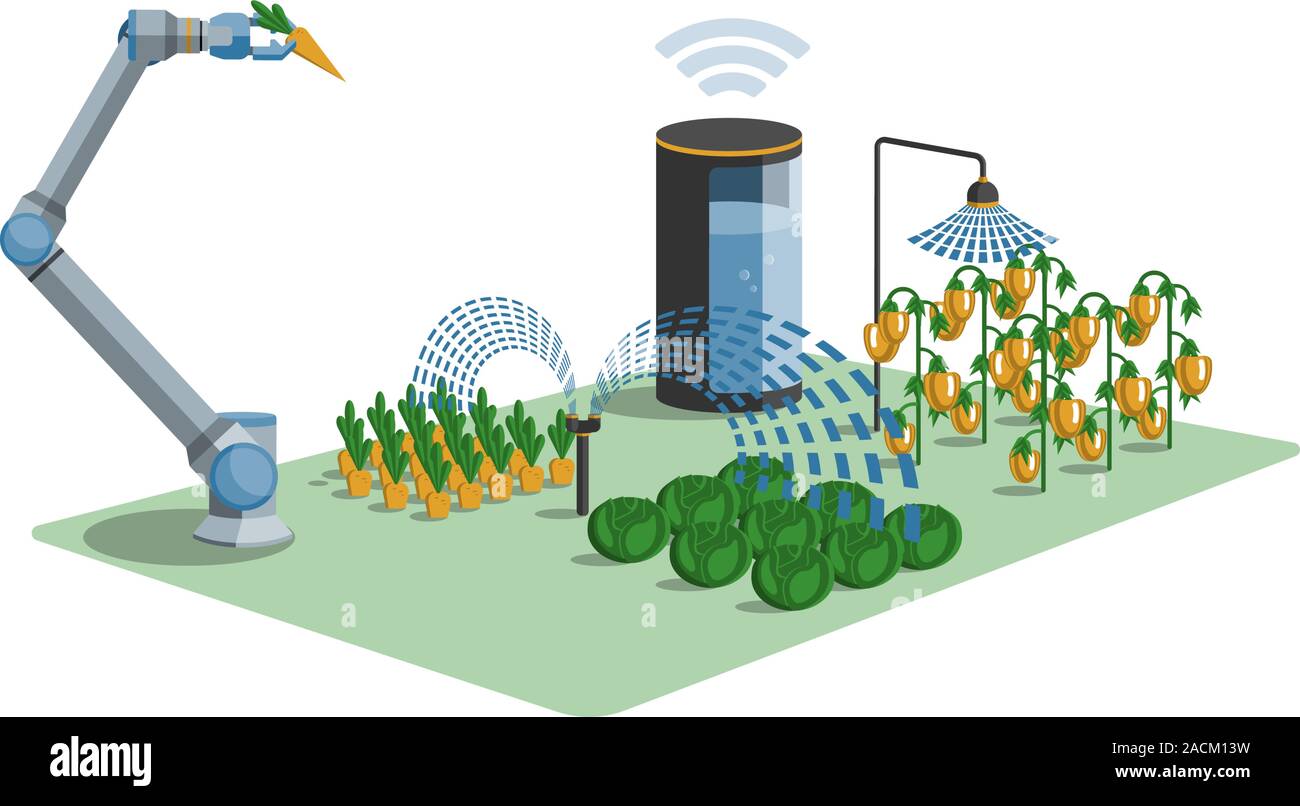 Smart farm with wireless control. Vector illustration Stock Vector ...
