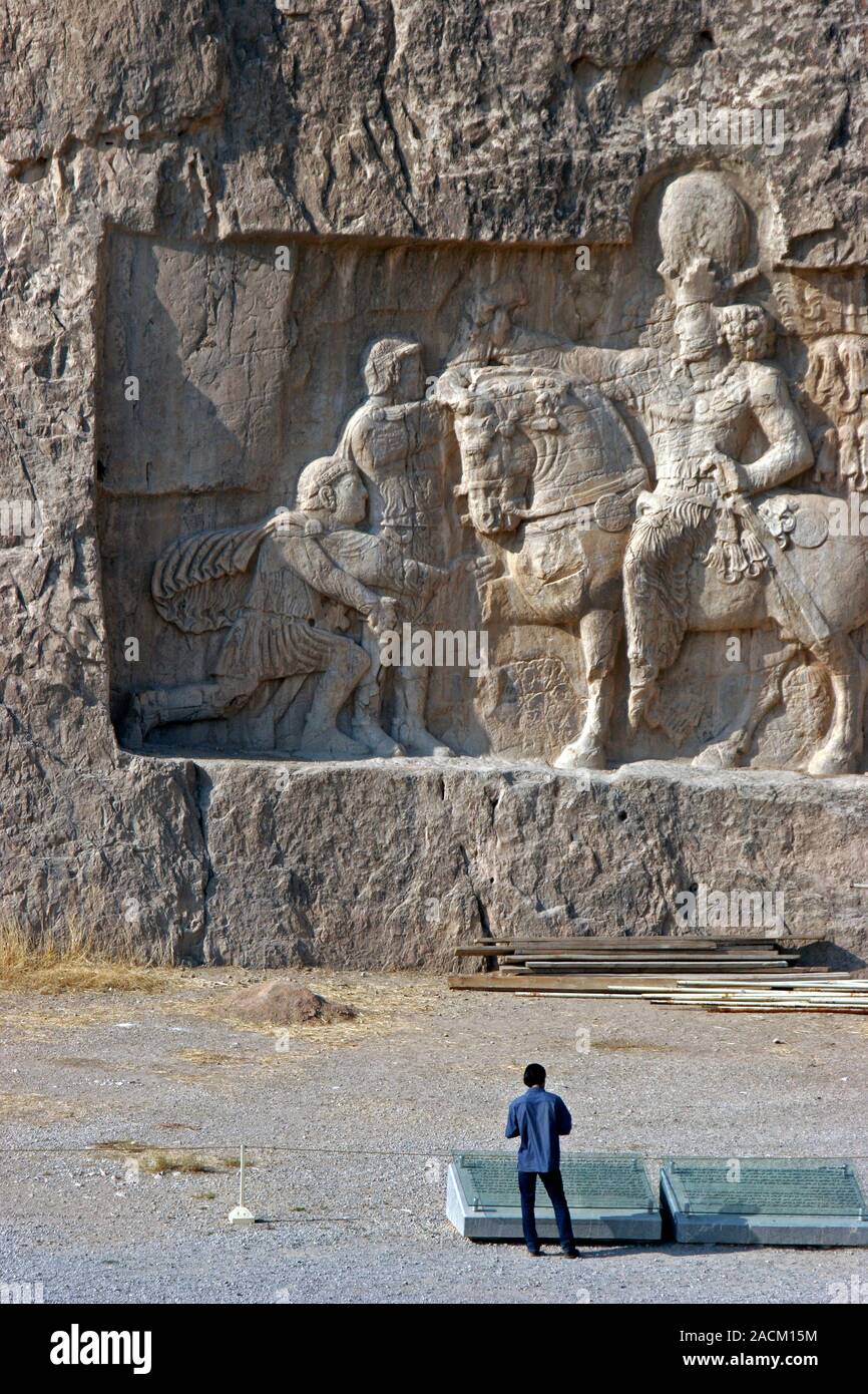 Persian Empire sculpture, Iran. 1800-year old bas-relief showing the ...