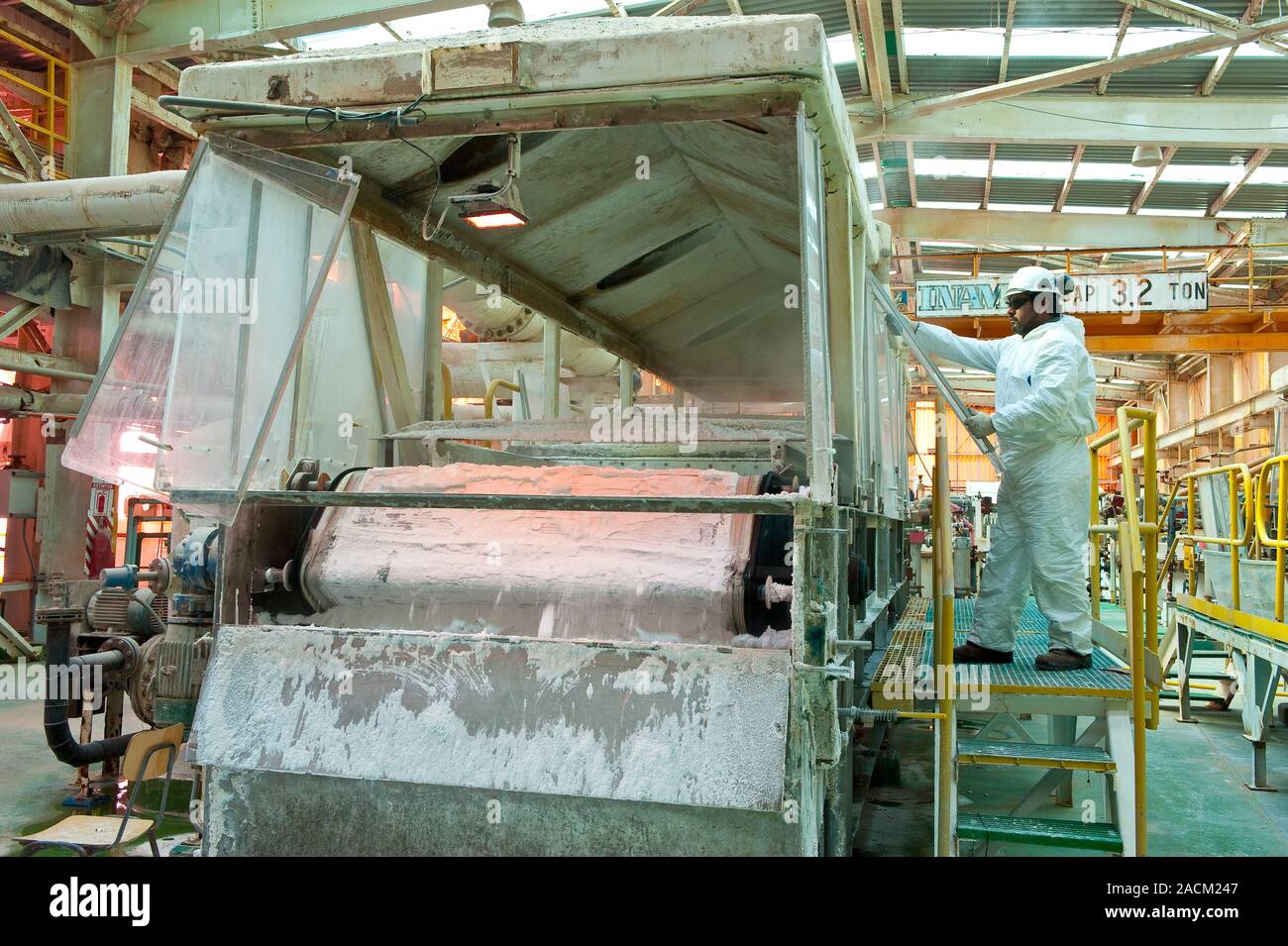 Lithium production. Machinery at a plant for processing lithium ...