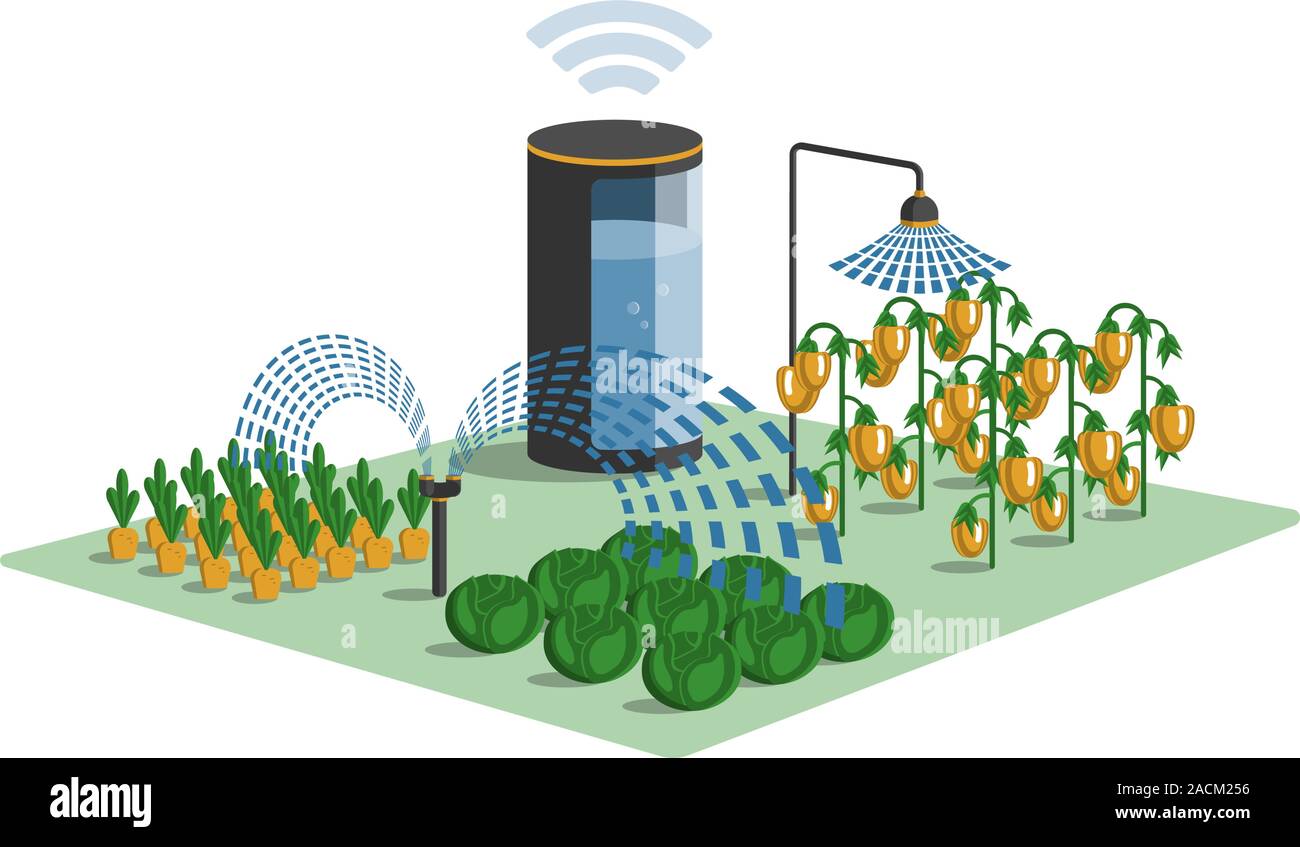 Smart farm with wireless control. Vector illustration Stock Vector ...