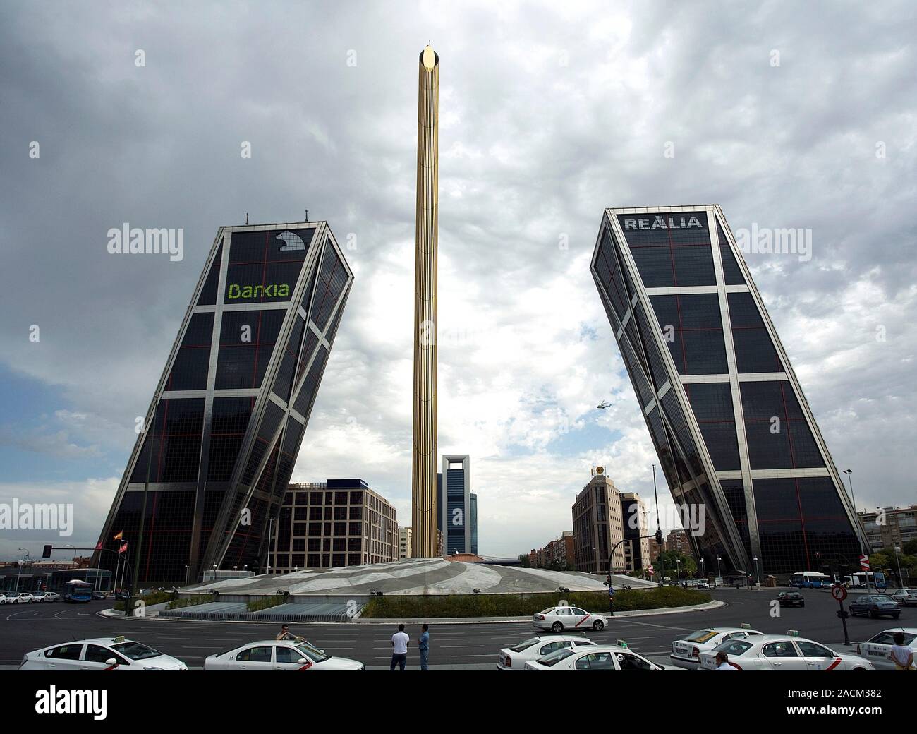 Gate of Europe Towers and obelisk, Madrid, Spain. The Puerta de Europa ...