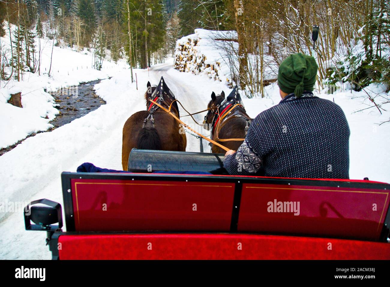 Horse drawn sleigh ride in winter hi-res stock photography and images ...