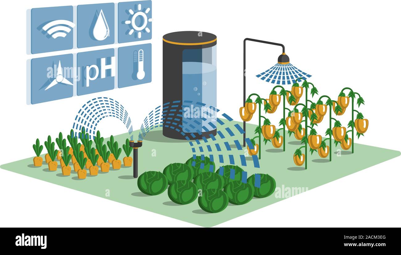 Smart farm with wireless control. Vector illustration Stock Vector ...