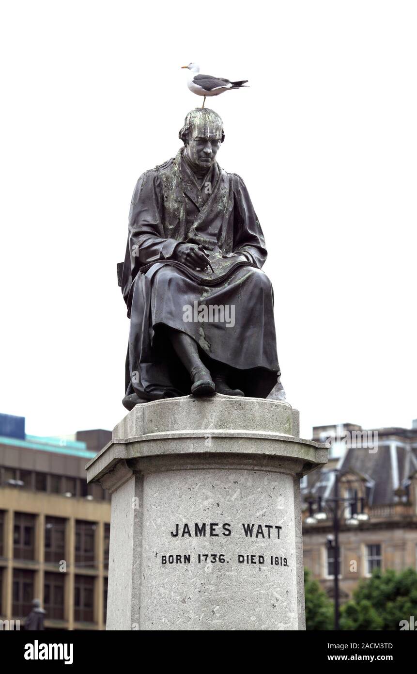 Statue of James Watt (1736-1819), Scottish engineer and inventor, with ...