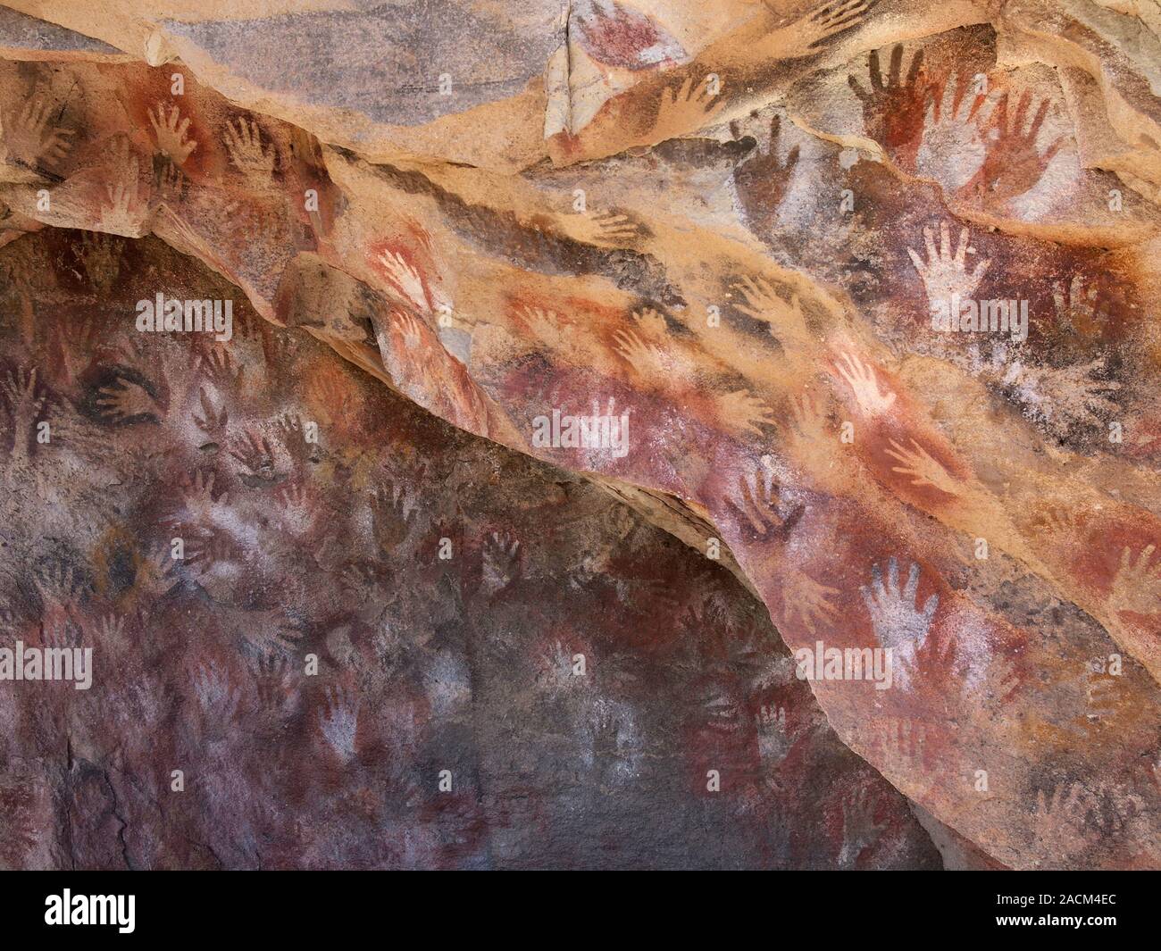 Cave of the hands. Cave paintings in the Cueva de las Manos (Cave of ...