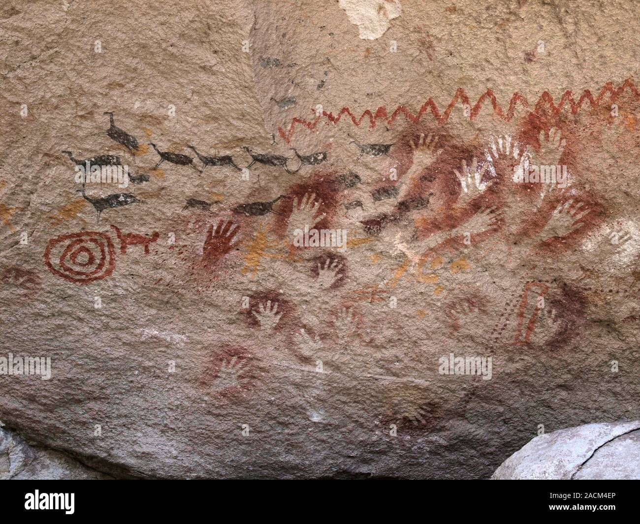 Cave of the hands. Cave paintings in the Cueva de las Manos (Cave of ...