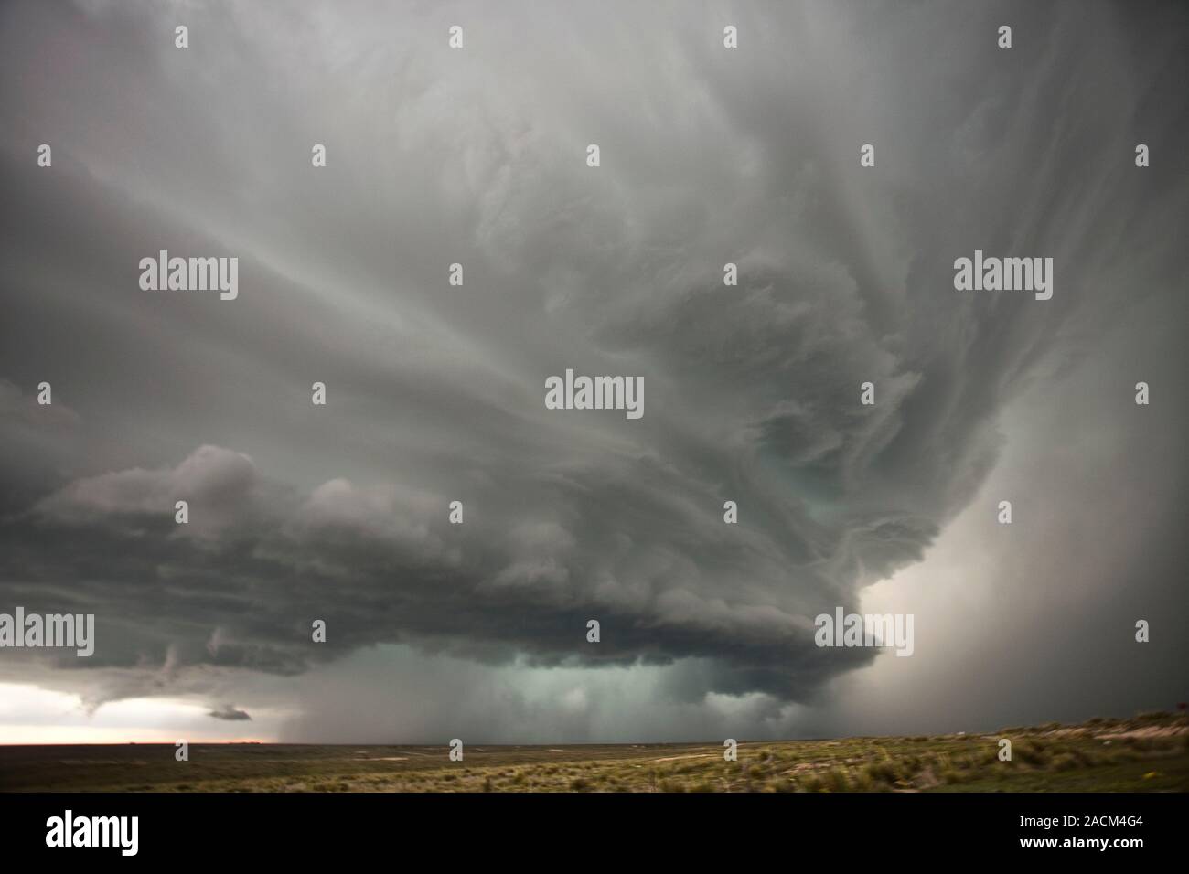 Supercell thunderstorm. This is a severe long-lived storm within which ...