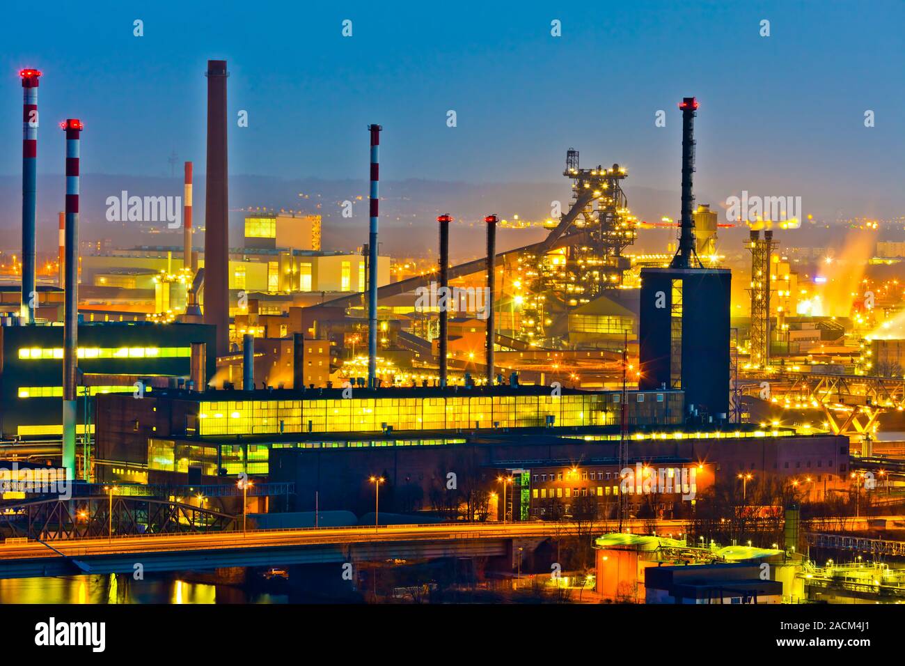 Industrial area at night Stock Photo - Alamy