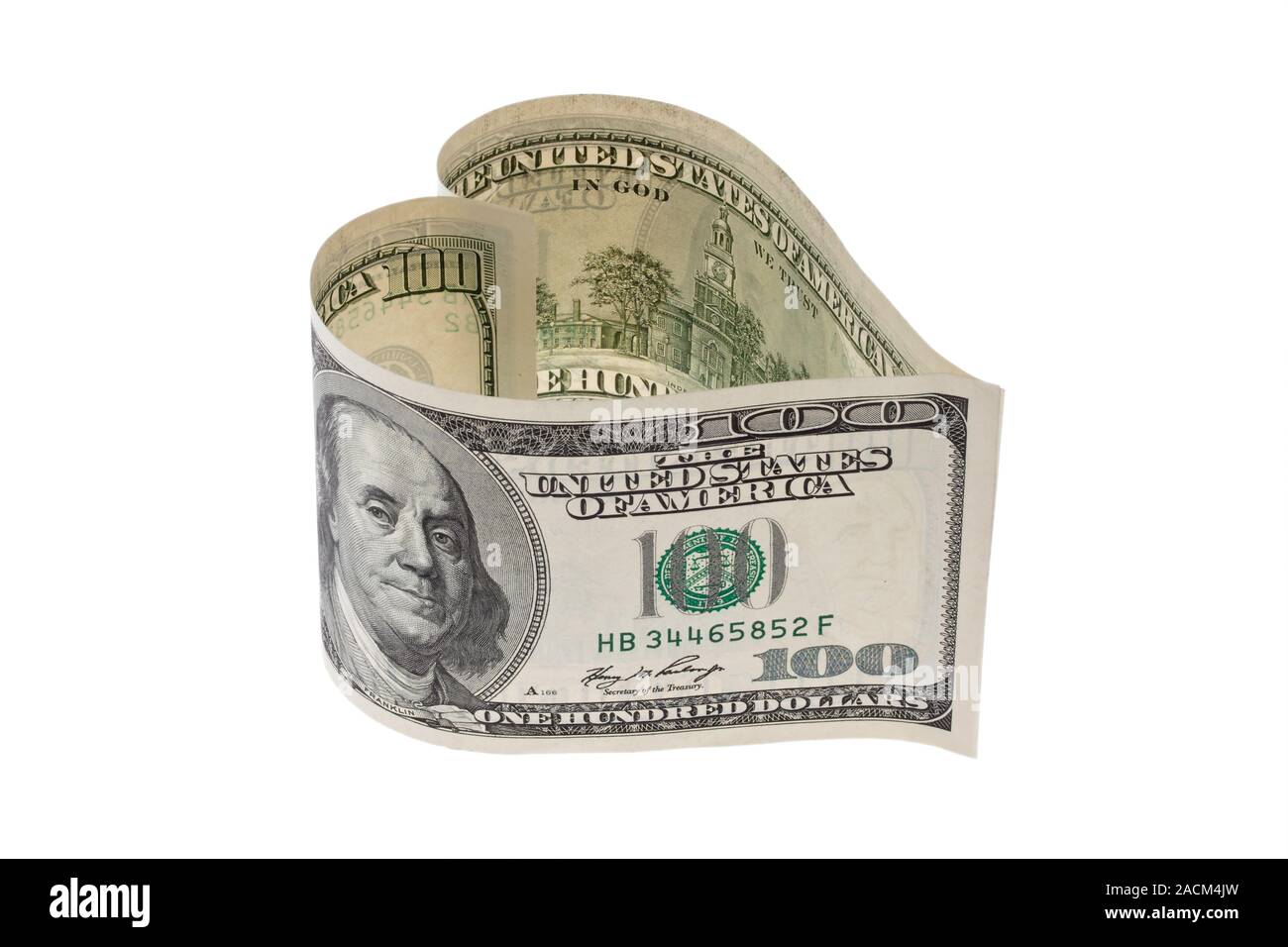 dollar bill in the shape of a heart Stock Photo - Alamy