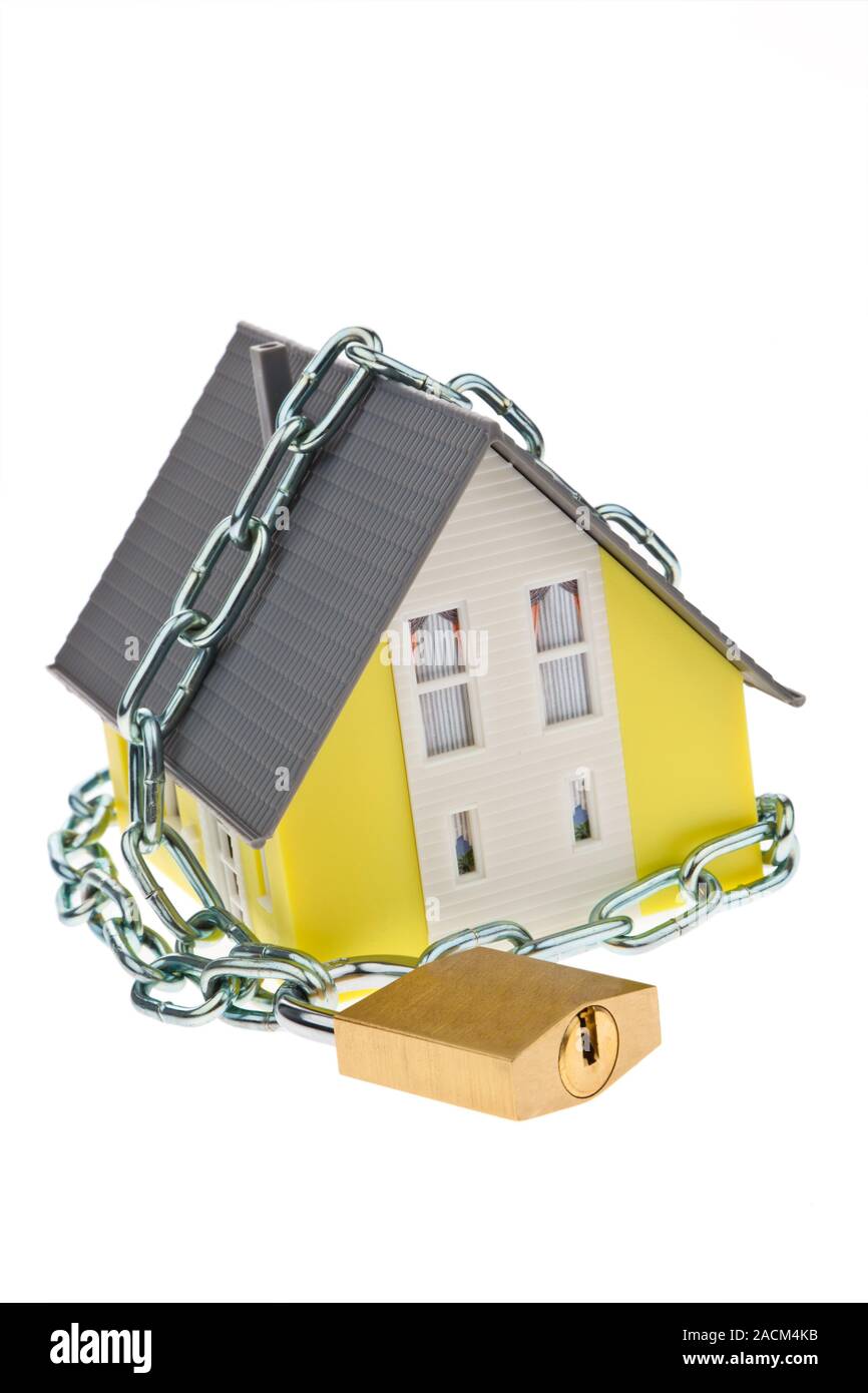 Alarm protected house with chain Stock Photo - Alamy