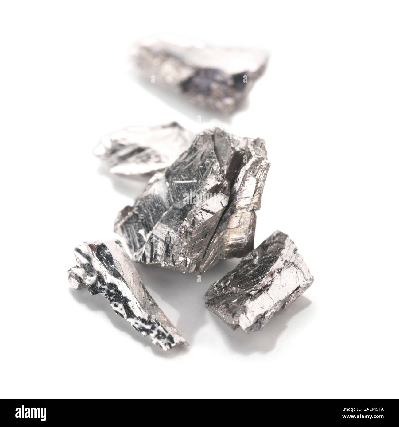 Bismuth. Samples of the metal element bismuth (Bi). Bismuth is a ...