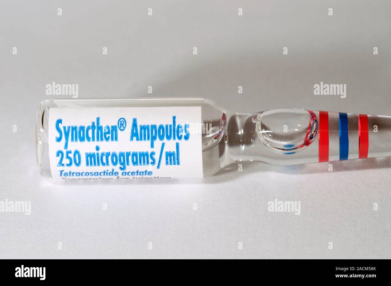 Ampoule of Synacthen (tetracosactide acetate) drug used in a diagnostic ...