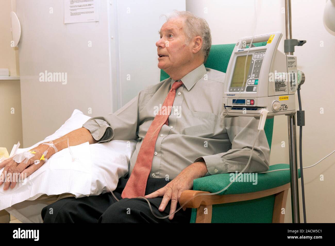 Cannula inserted into a vein of the hand (at left) to administer an ...