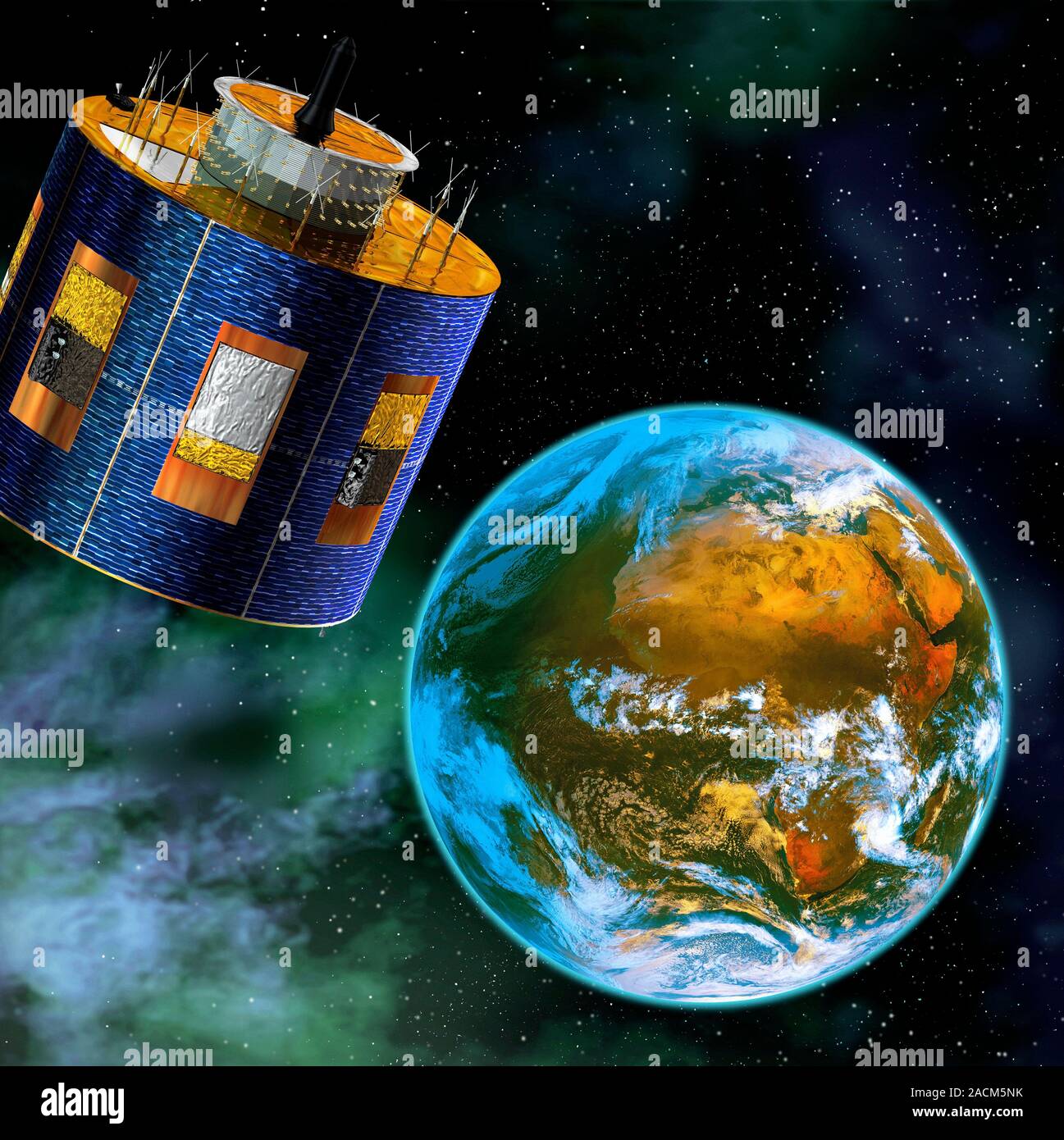 MSG weather satellite, illustration. This Meteosat Second Generation (MSG) satellite is one of ...