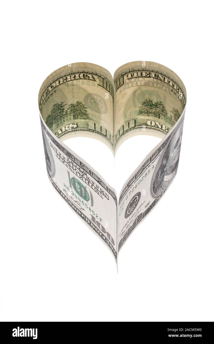 dollar bill in the shape of a heart Stock Photo - Alamy
