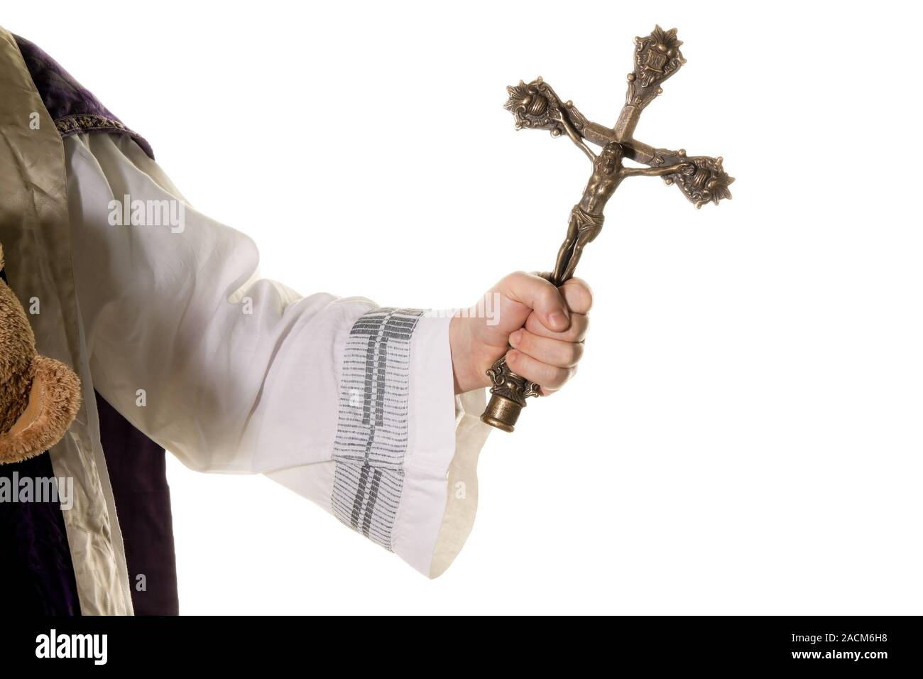 catholic priest with cross in church service Stock Photo - Alamy
