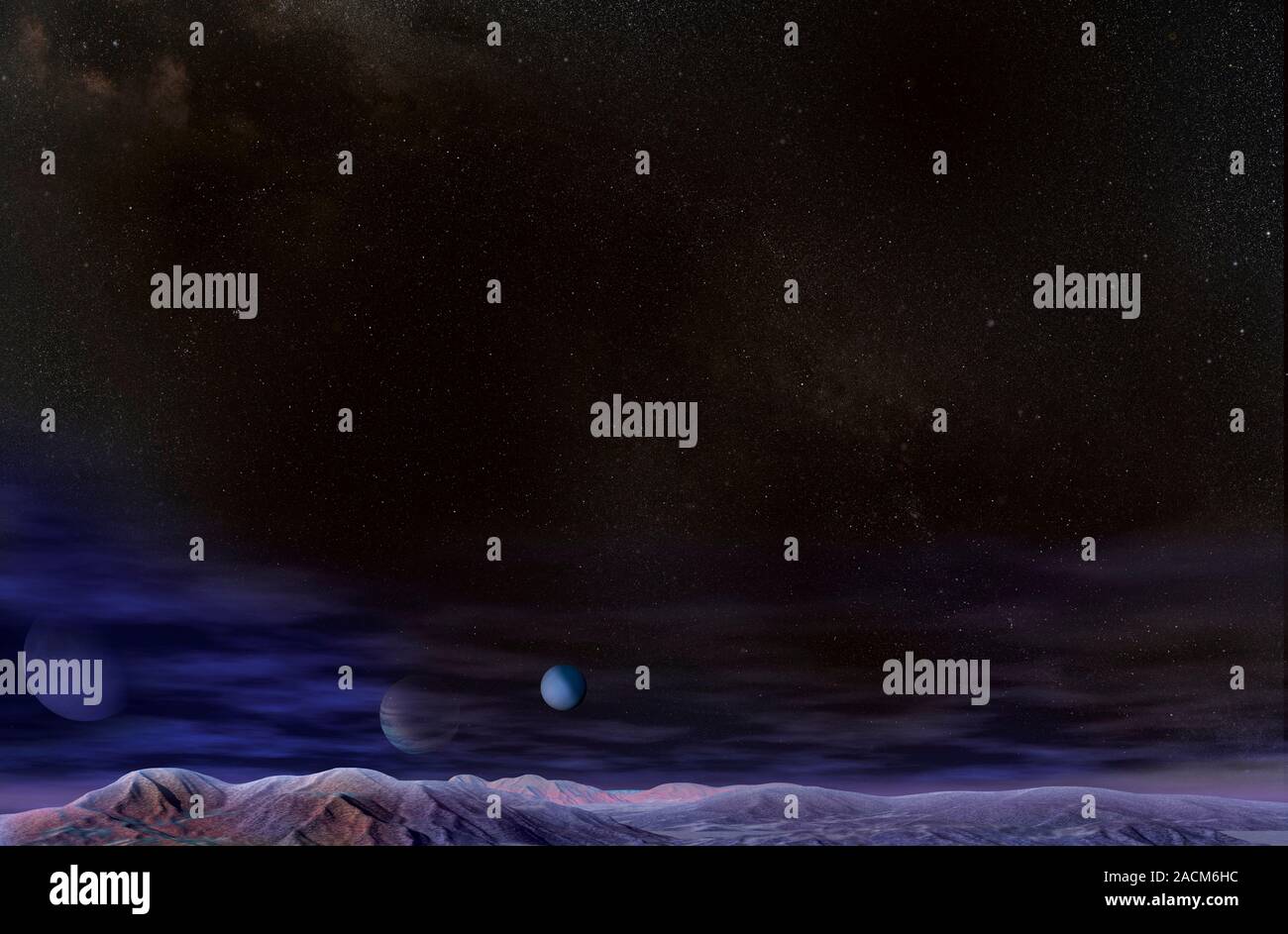 Alien night sky. Artwork of an alien's planet's starry sky at night ...