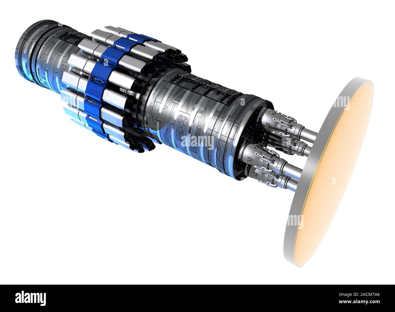 Nuclear pulse spacecraft, artwork. This theoretical future spaceship ...