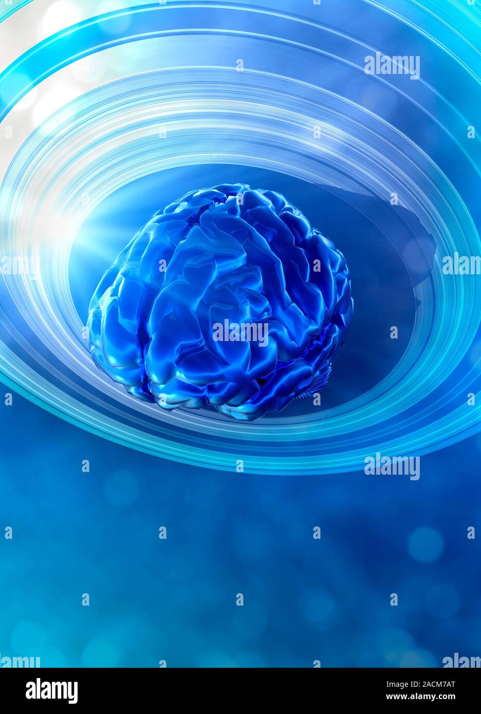 Brain abstract. Conceptual artwork of a light shining on a human brain ...