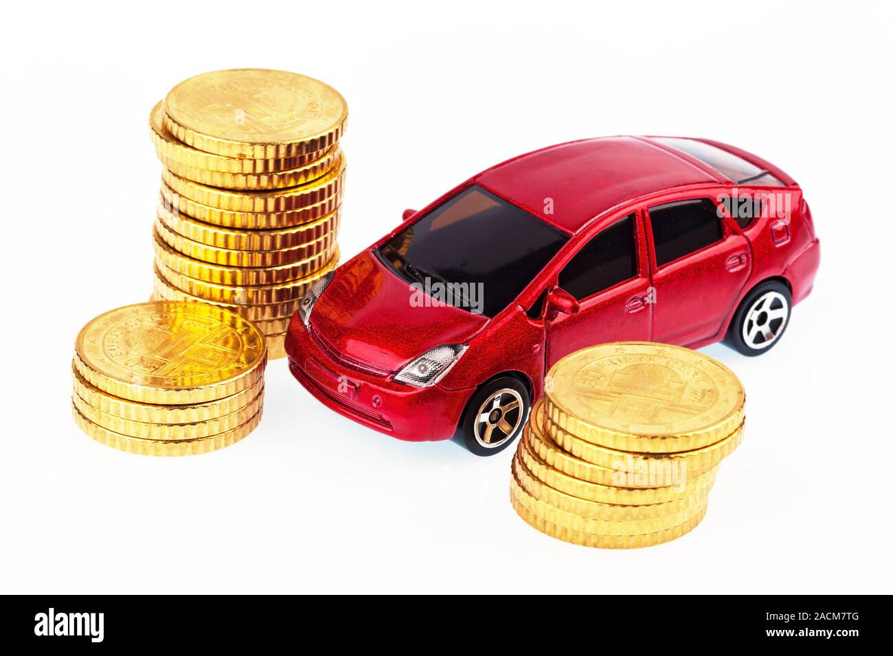 Model car and coins. car costs Stock Photo - Alamy