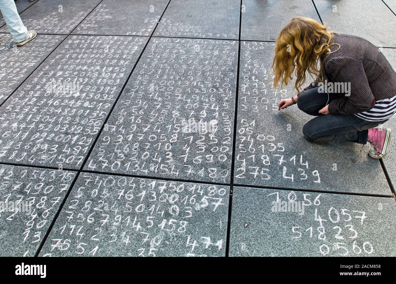 Calculation task on a road pavement Stock Photo - Alamy