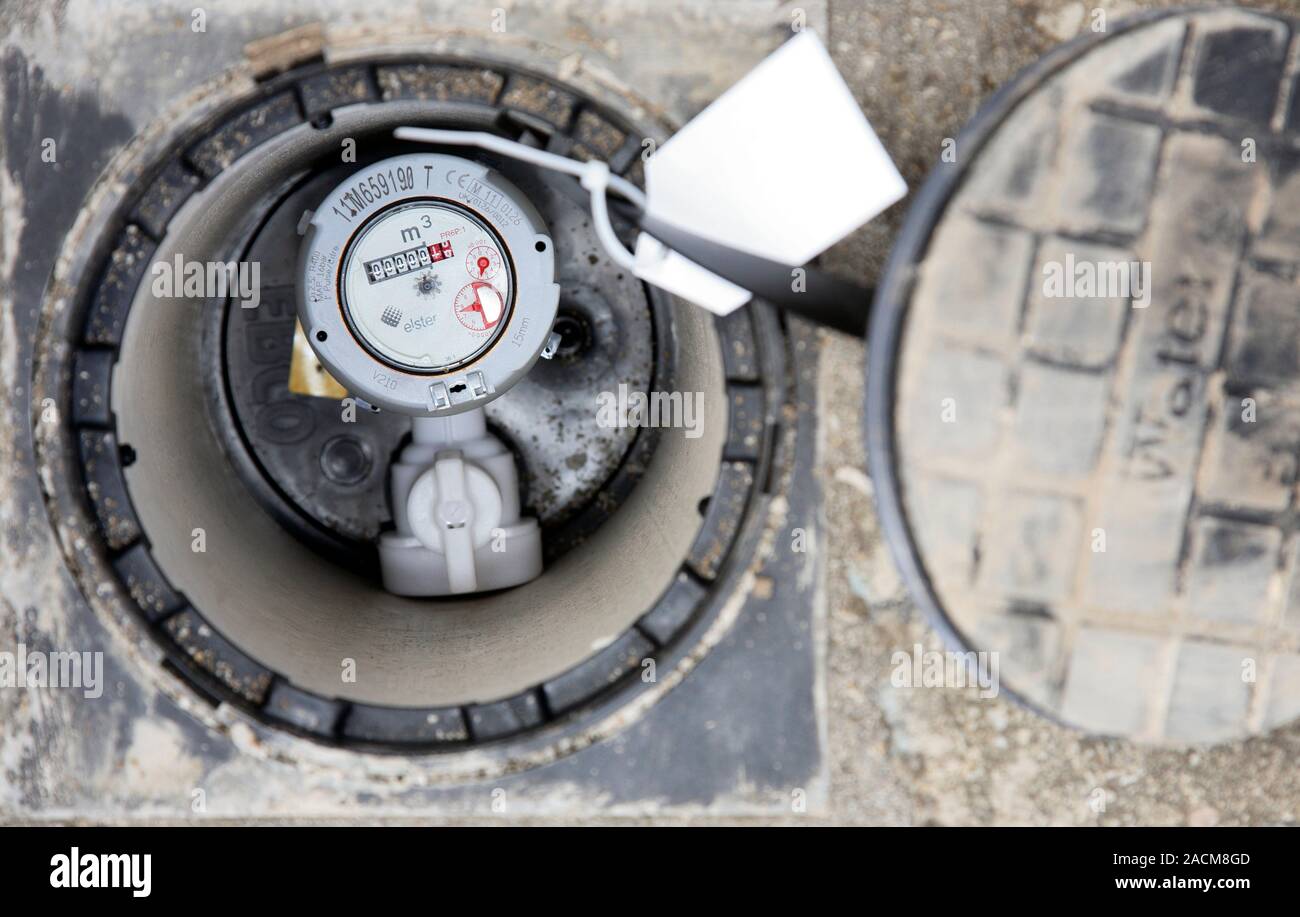 Water meter. Domestic water meter used to measure the quantity of water ...